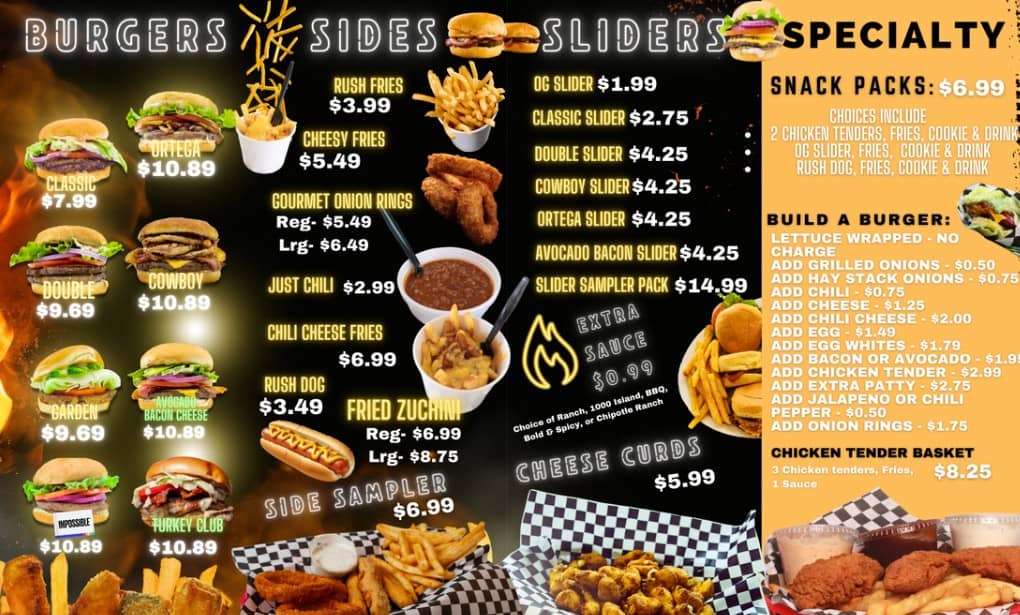 Printable Menu - Burger Rush